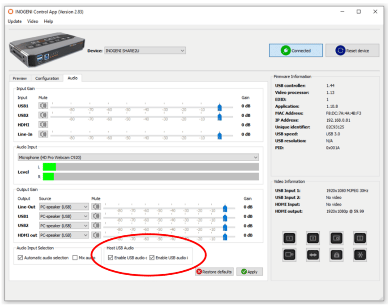 HDMI audio output on Barco Clickshare | Inogeni