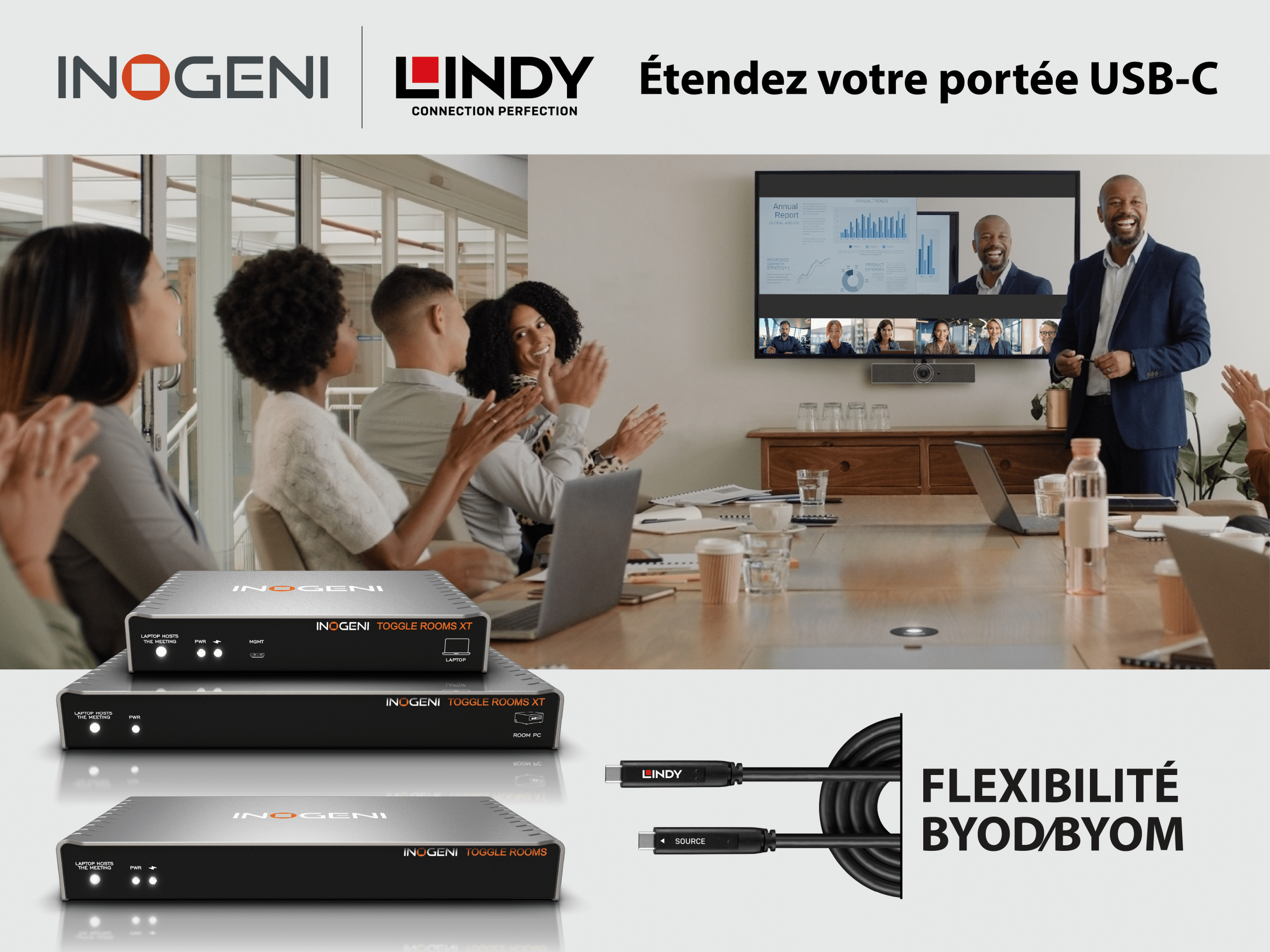 Larger conference tables | Lindy USB-C cable | INOGENI TOGGLE ROOMS